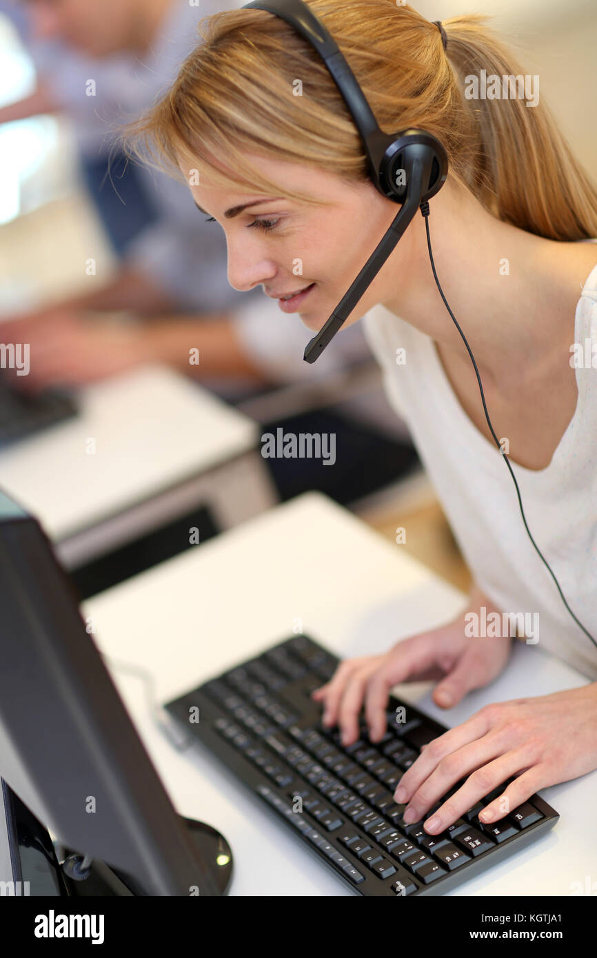 Portrait of sales service operator Stock Photo - Alamy