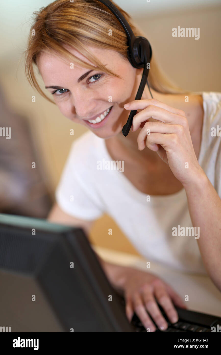Portrait of sales service operator Stock Photo - Alamy