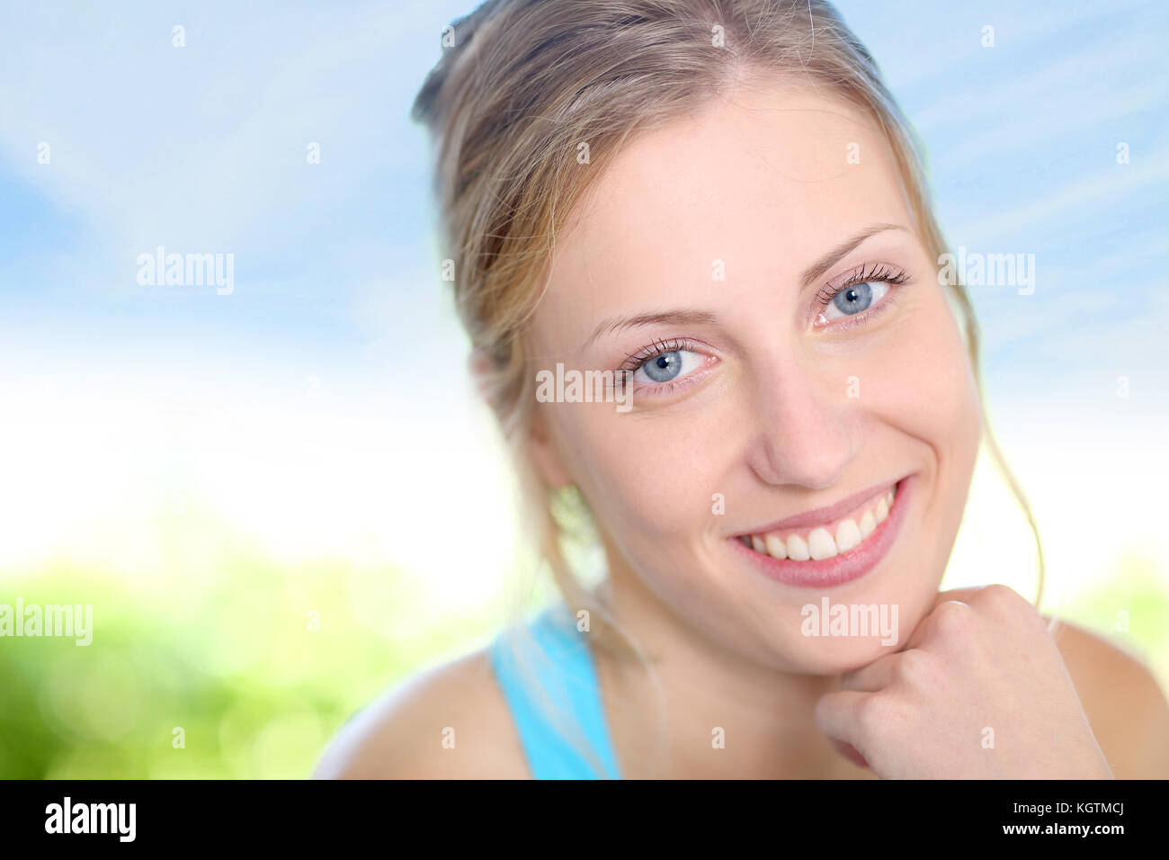 Portrait of teenager with blue eyes Stock Photo - Alamy