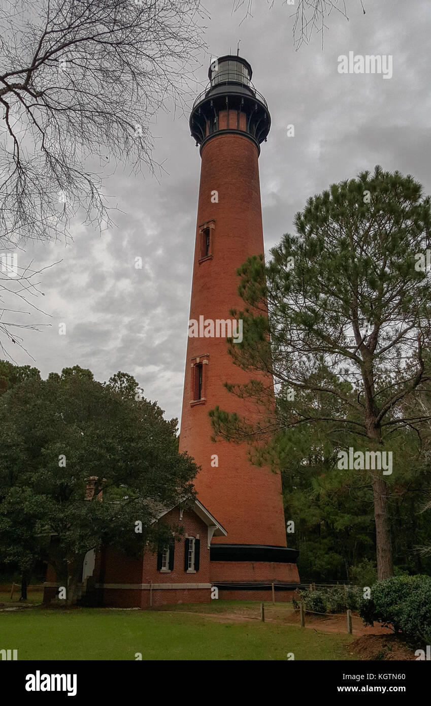 Old red brick lighthouse Stock Photo - Alamy