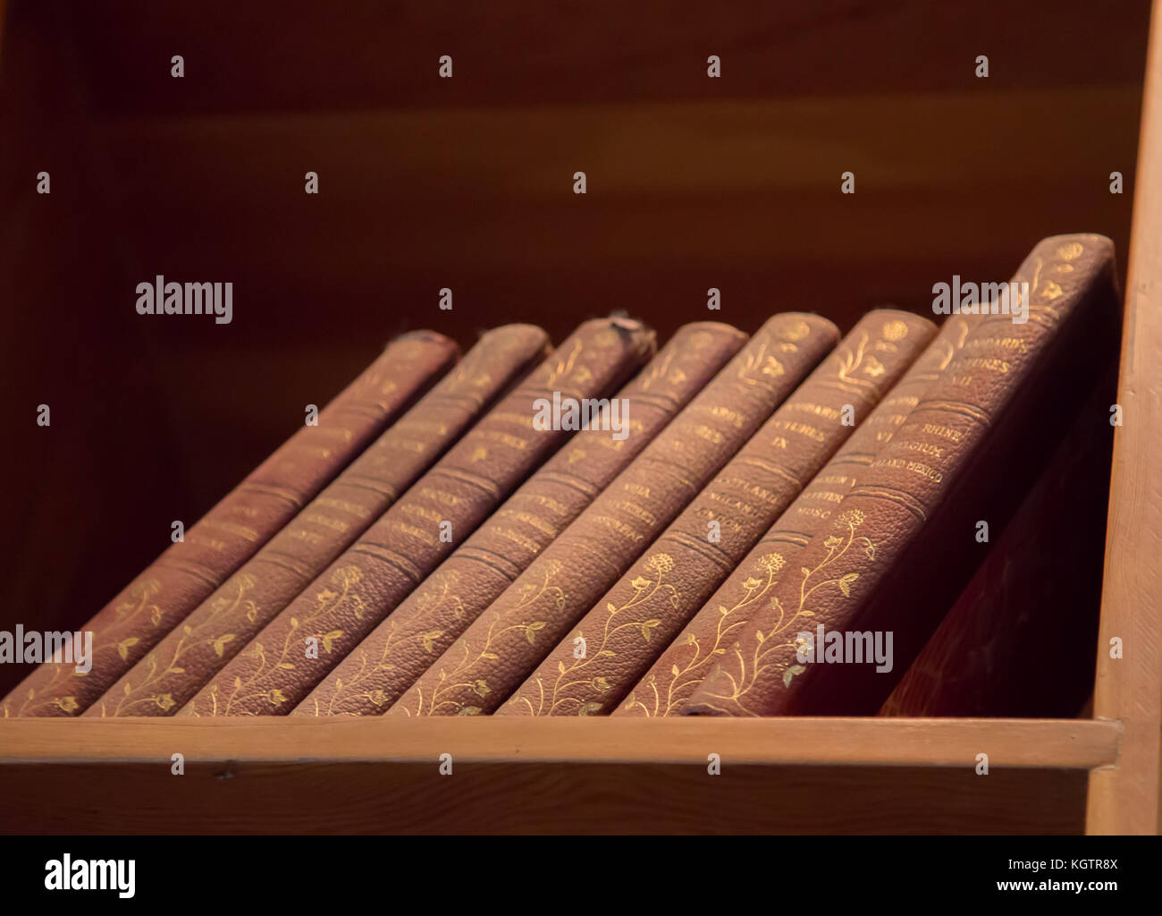 Shelf old vintage books background concept education Stock Photo - Alamy