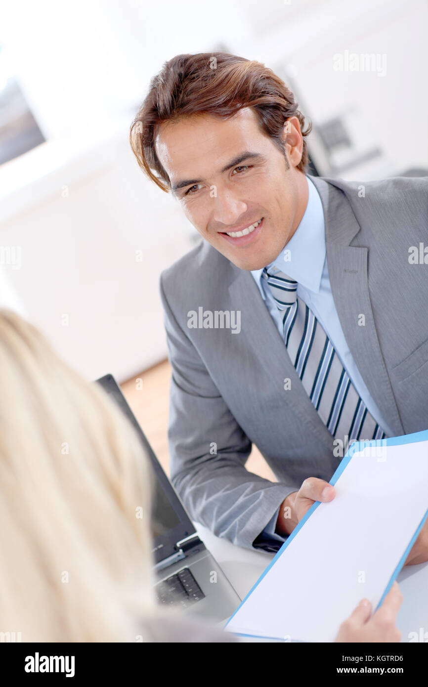 Woman attending job interview Stock Photo - Alamy