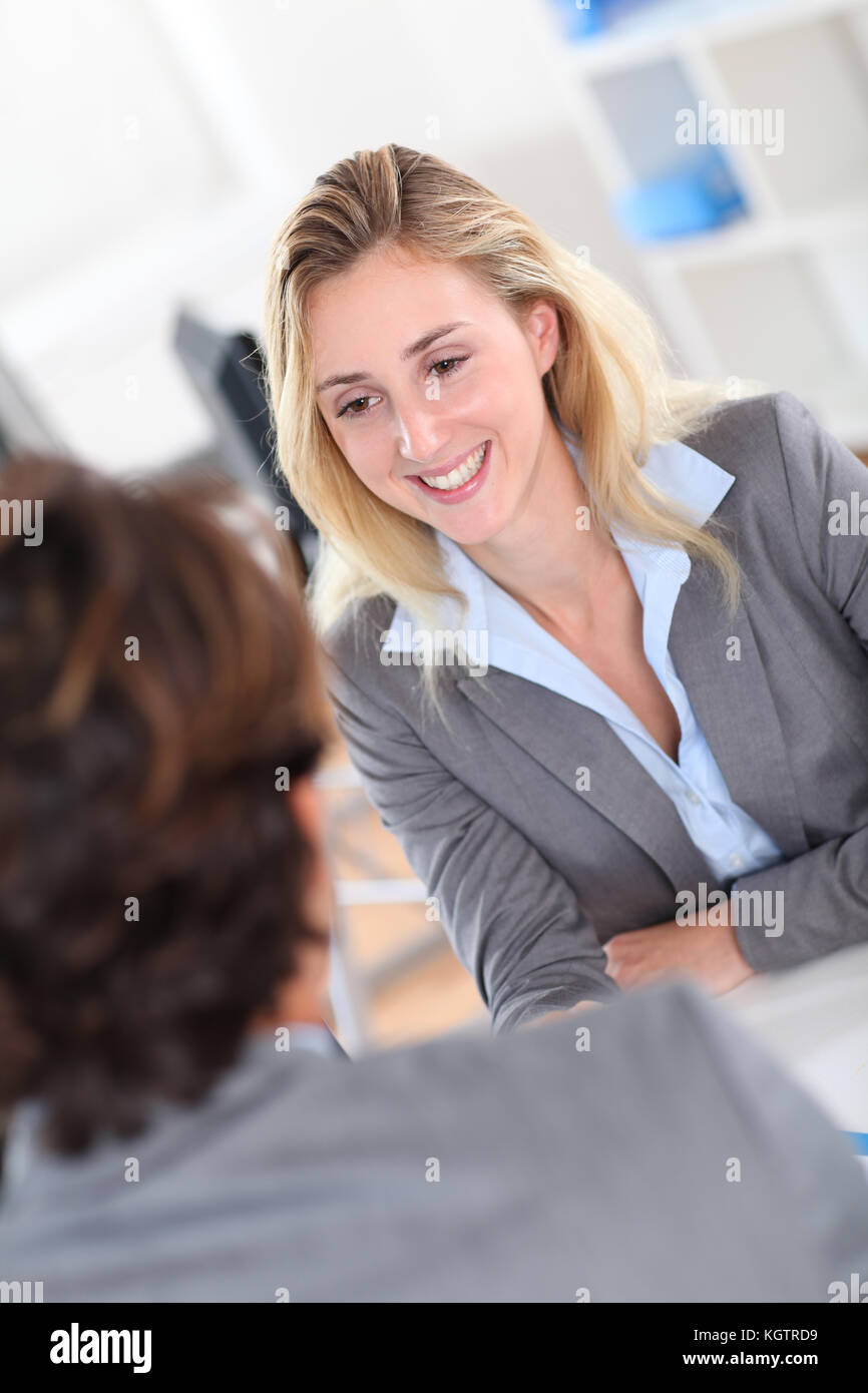 Woman attending job interview Stock Photo - Alamy