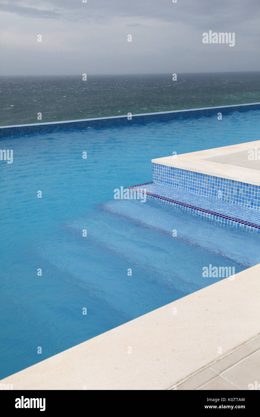 Modern swimming-pool with view towards the ocean Stock Photo - Alamy