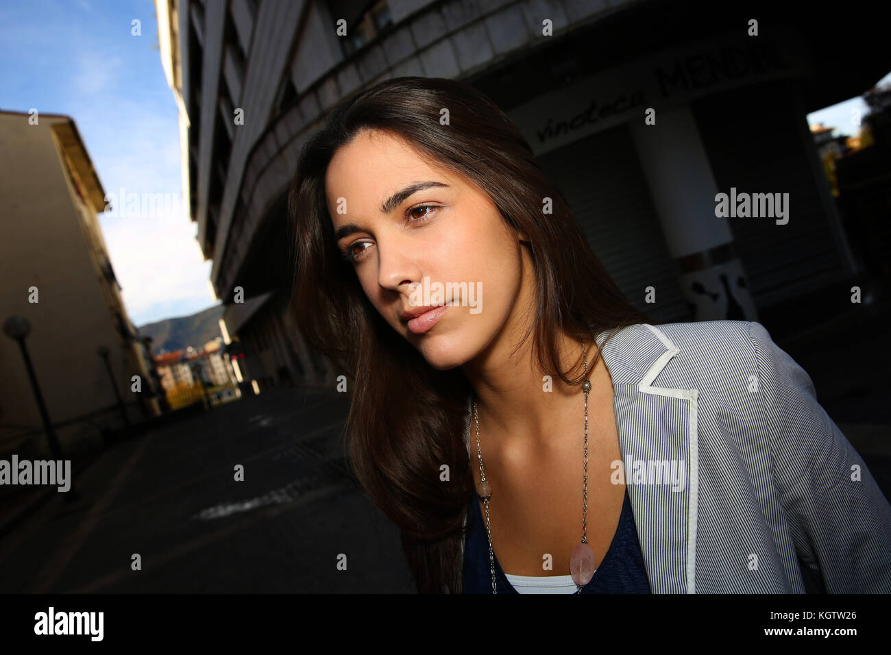 Portrait of attractive girl in the shadow Stock Photo - Alamy
