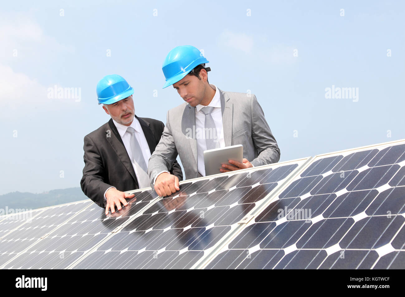 Solar panels plant engineering team hi-res stock photography and images ...