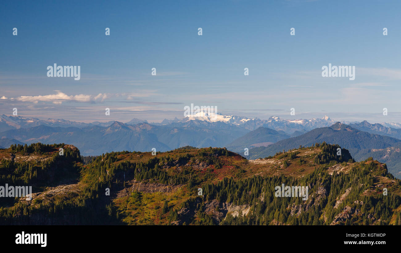 A view of the Northern Cascade mountain Range including Mount Shuksan ...