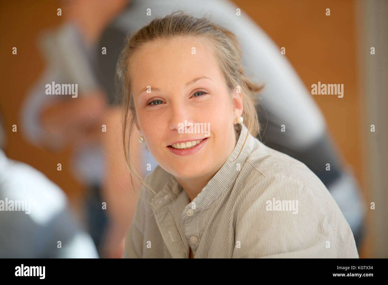 Portrait of student girl in training course Stock Photo - Alamy
