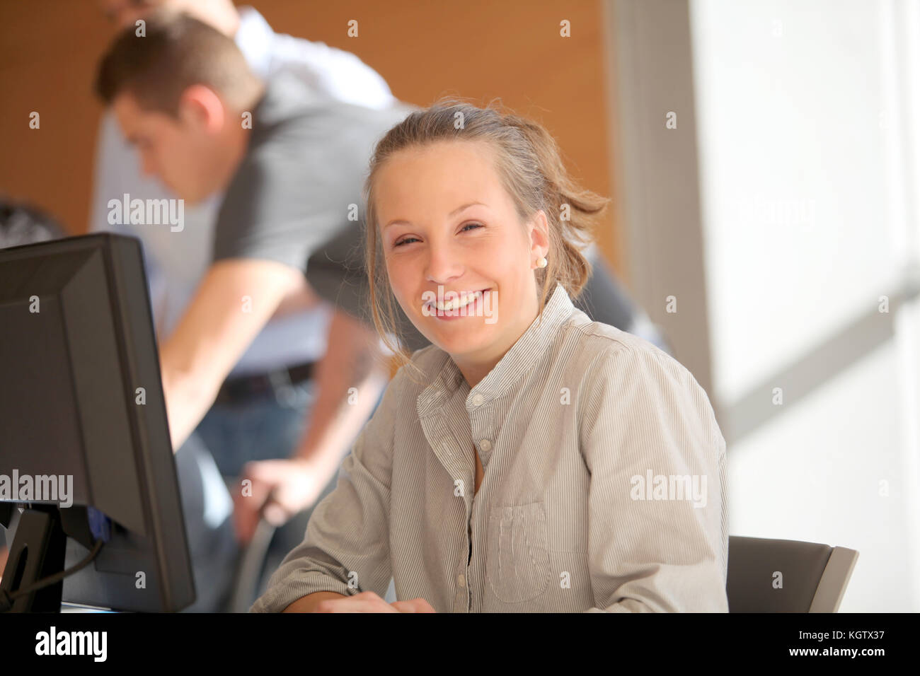 Portrait of student girl in training course Stock Photo - Alamy