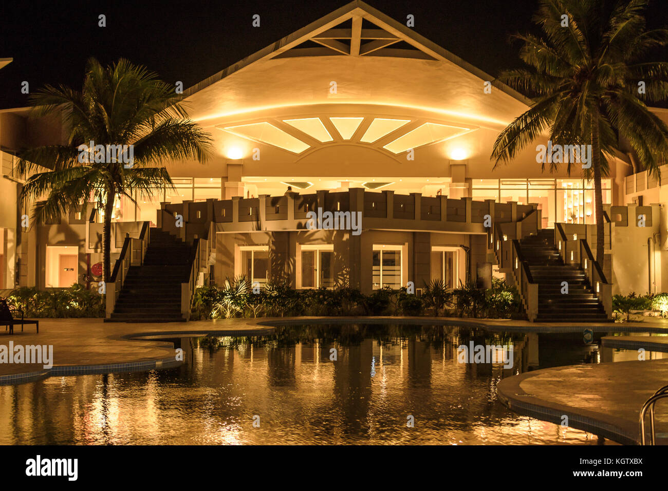 A back view of Golden Sands resort at night Stock Photo - Alamy
