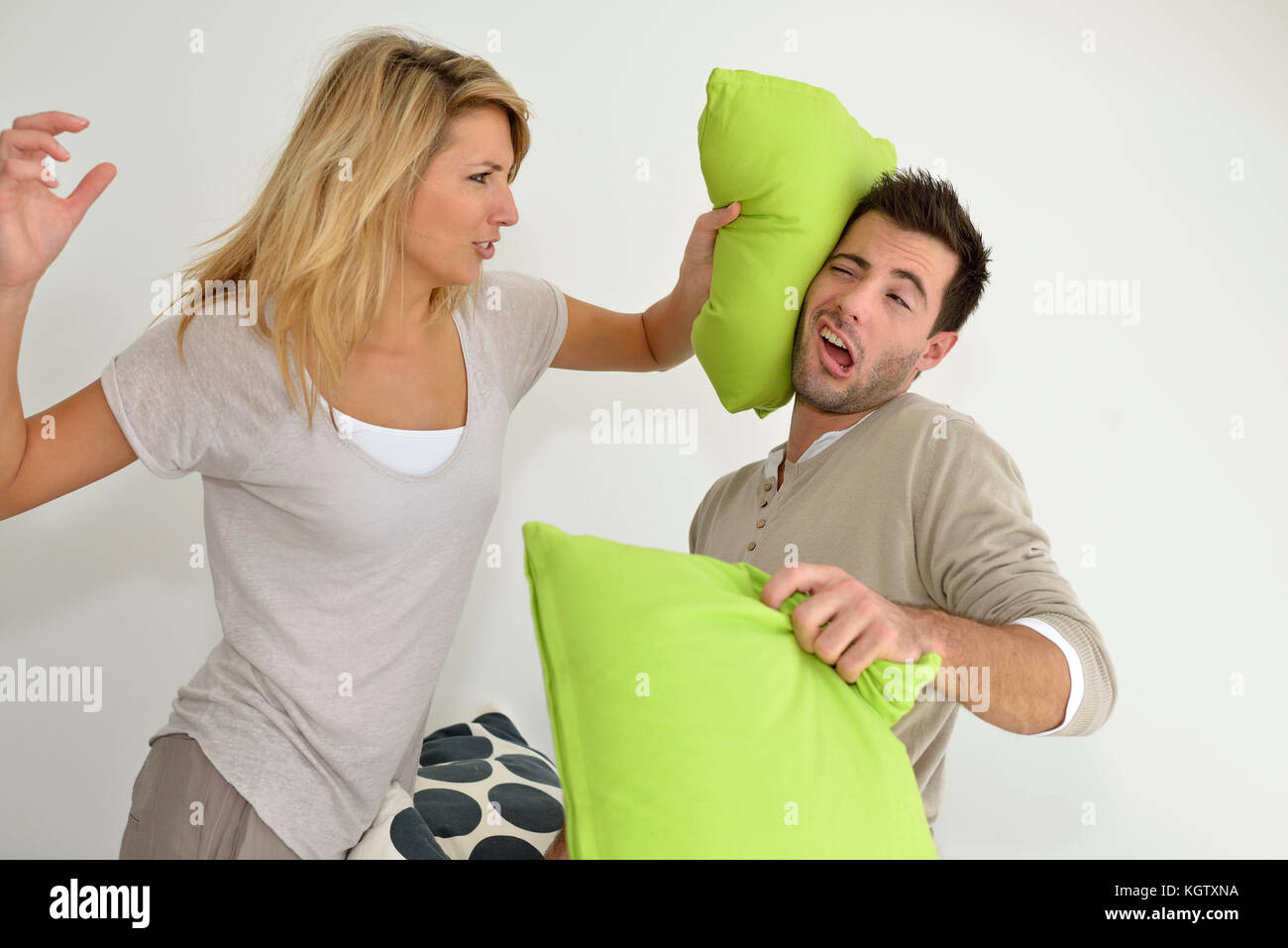 Woman angry husband throwing hi-res stock photography and images - Alamy