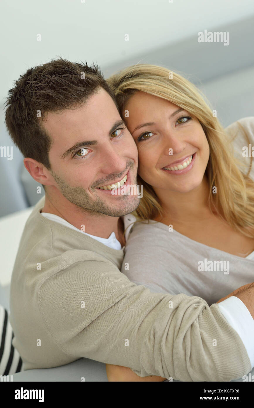 Portrait of cheerful in love couple Stock Photo - Alamy
