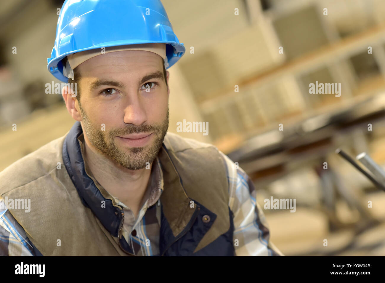 Portrait of industrial engineer wearing safety helmet Stock Photo - Alamy