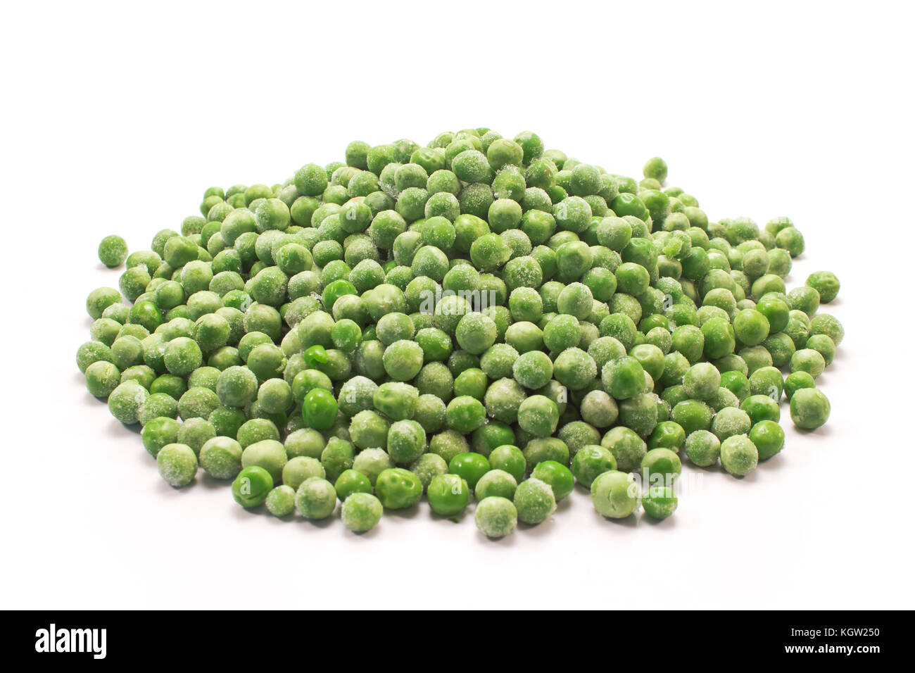 Frozen peas heap isolated on white background Stock Photo - Alamy