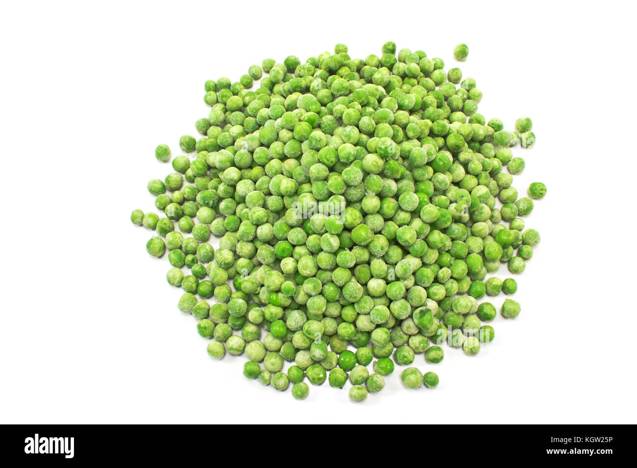 Frozen peas heap isolated on white background Stock Photo - Alamy