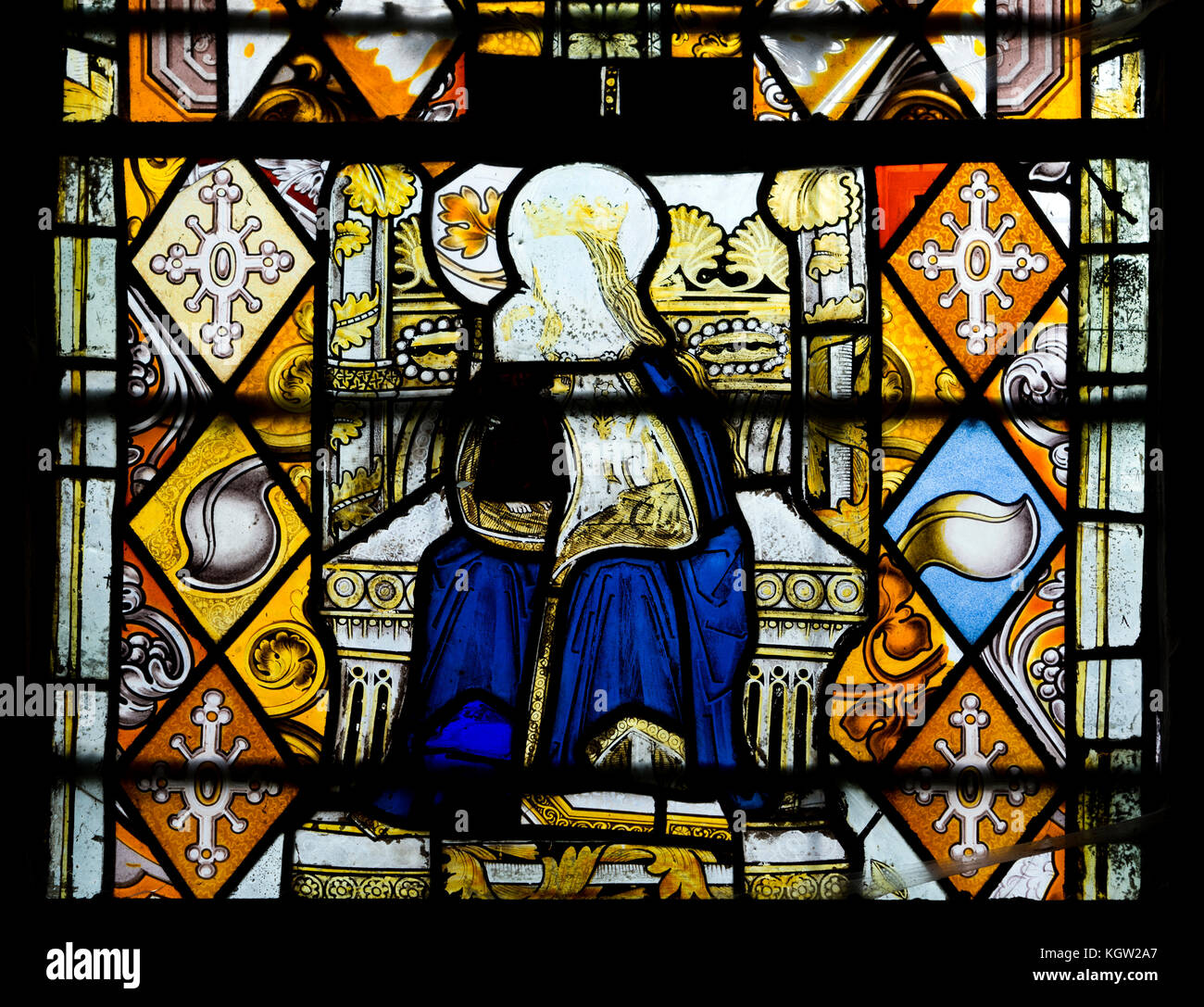 Medieval stained glass remains in St. Michael`s Church, Munslow ...