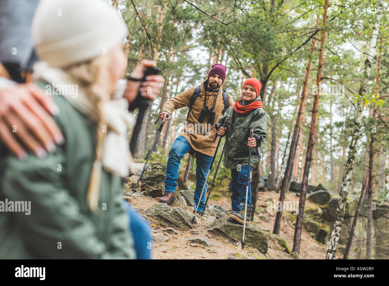 family trekking together Stock Photo - Alamy