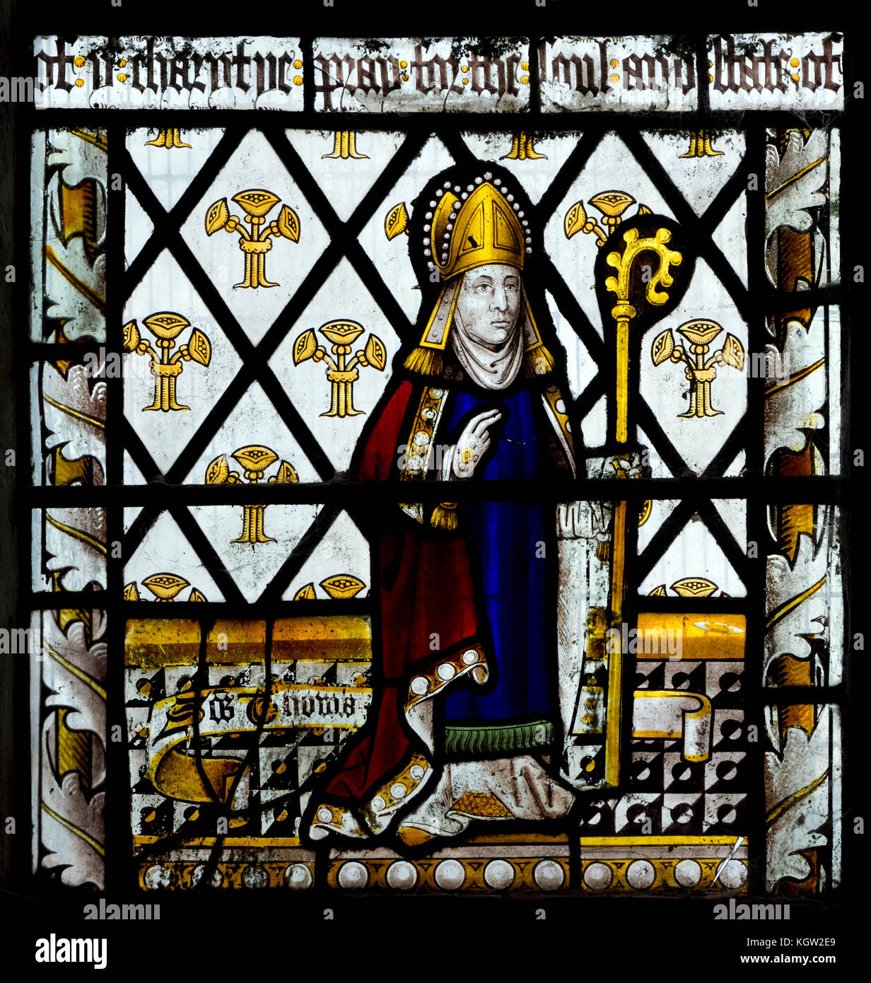 Stained glass in St. Michael`s Church, Munslow, Shropshire, England, UK ...