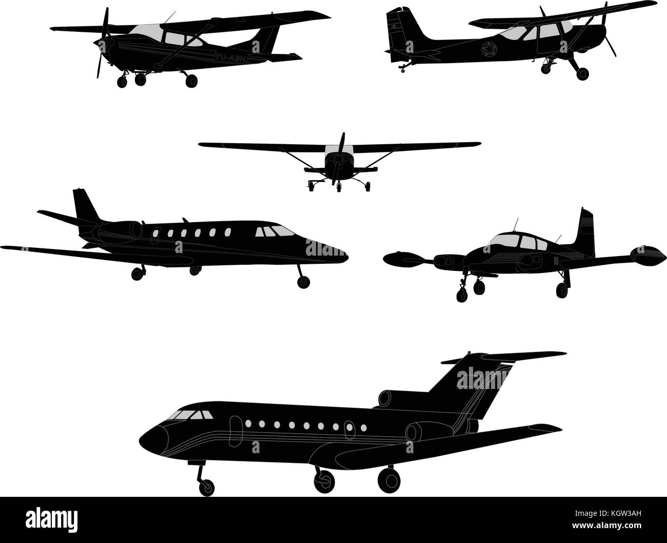 airplane silhouettes - vector Stock Vector Image & Art - Alamy
