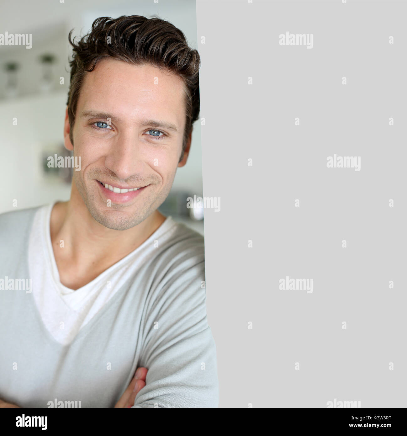 Portrait of handsome man with blue eyes Stock Photo - Alamy