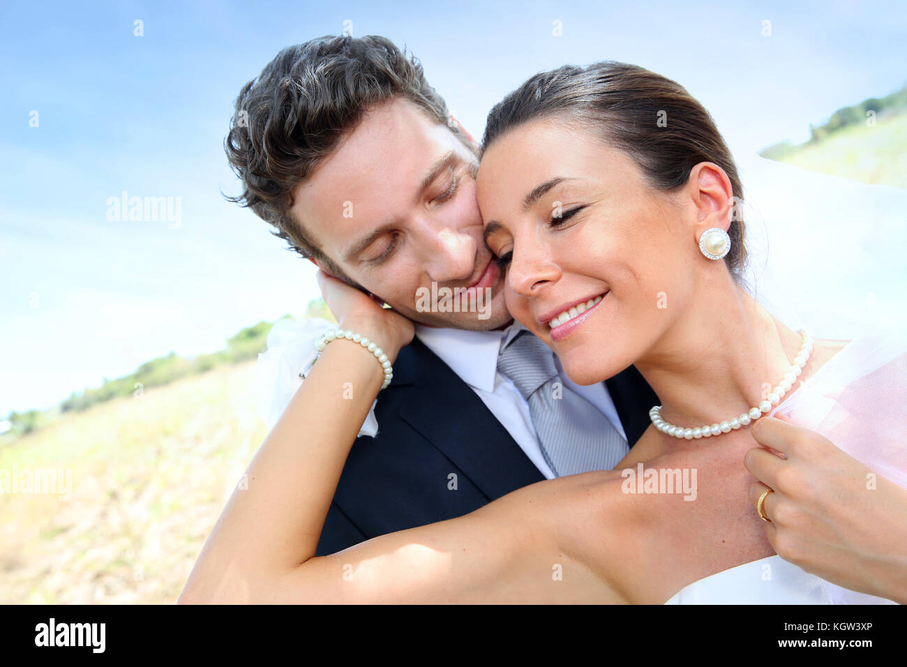 Bride and groom on their wedding day Stock Photo - Alamy