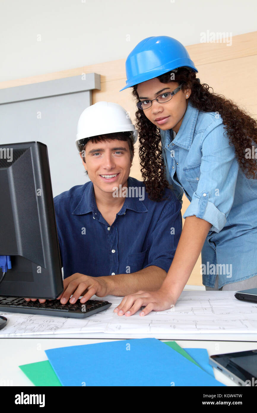 Students engineers working on project Stock Photo - Alamy
