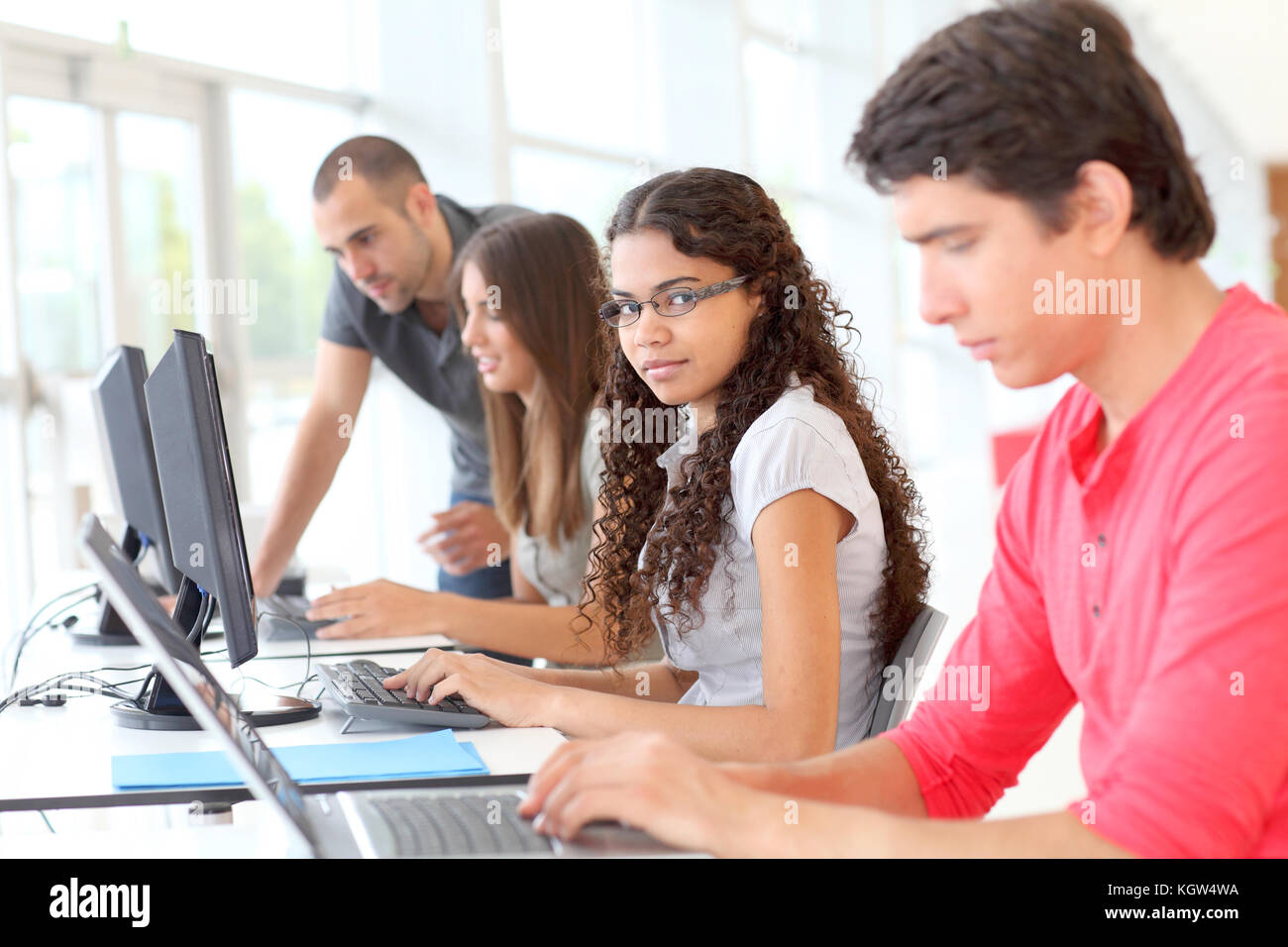 Group of young people in training course Stock Photo - Alamy