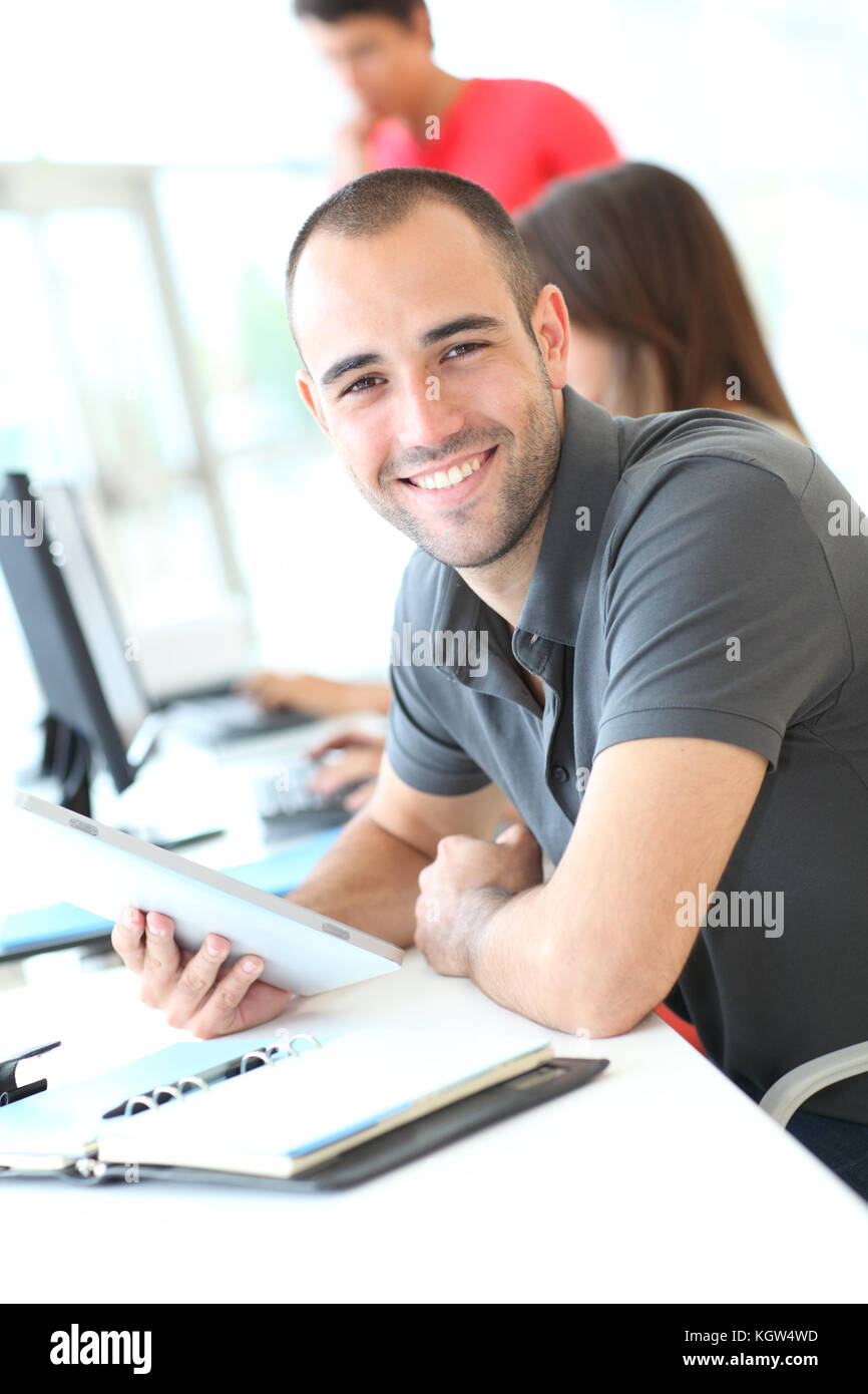 Portrait of smiling student in training course Stock Photo - Alamy