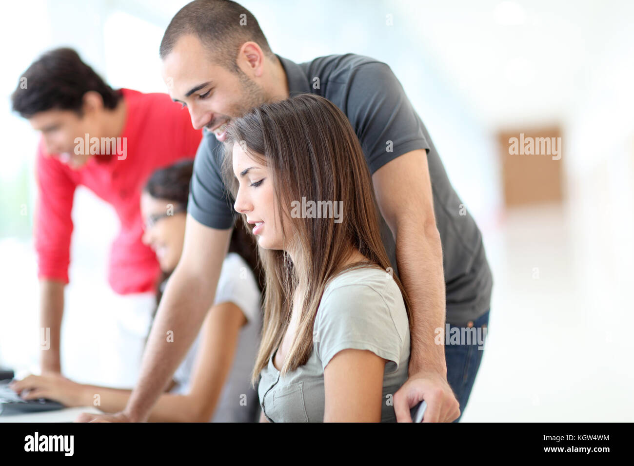 Group of young people in training course Stock Photo - Alamy
