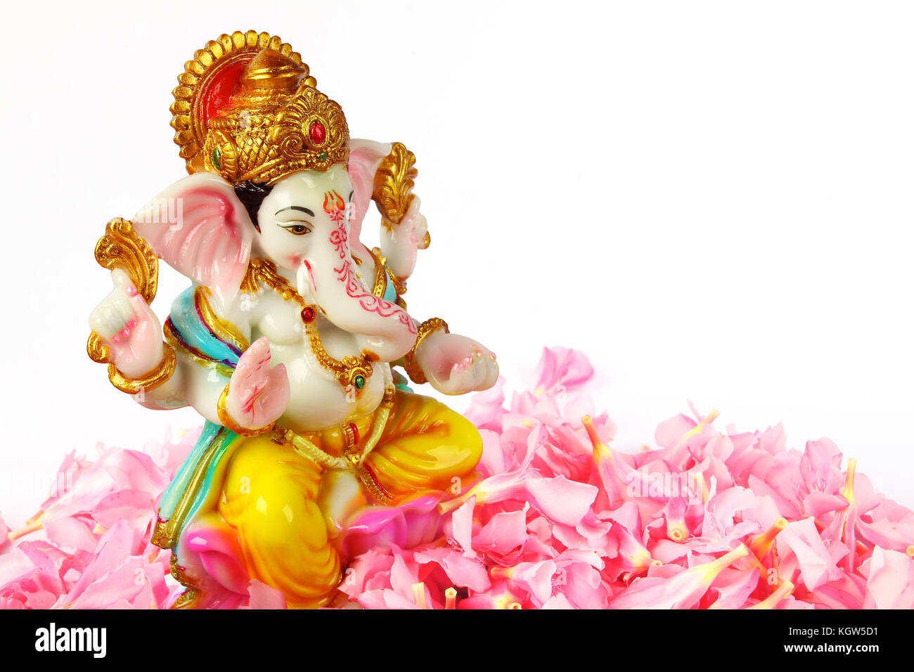 Hindu God Ganesha with oleander flowers Stock Photo - Alamy
