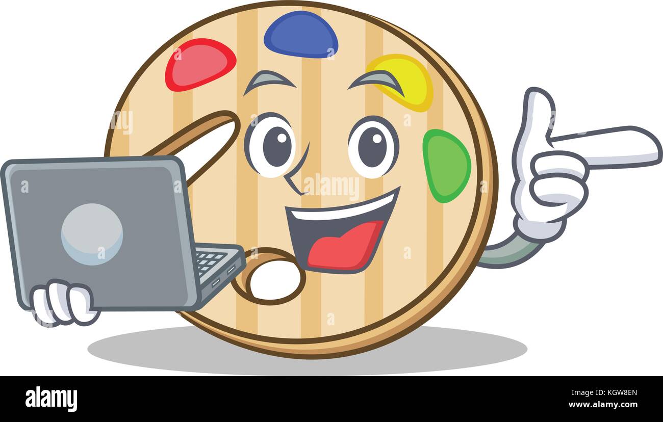 With laptop paint palette character cartoon Stock Vector Image & Art ...