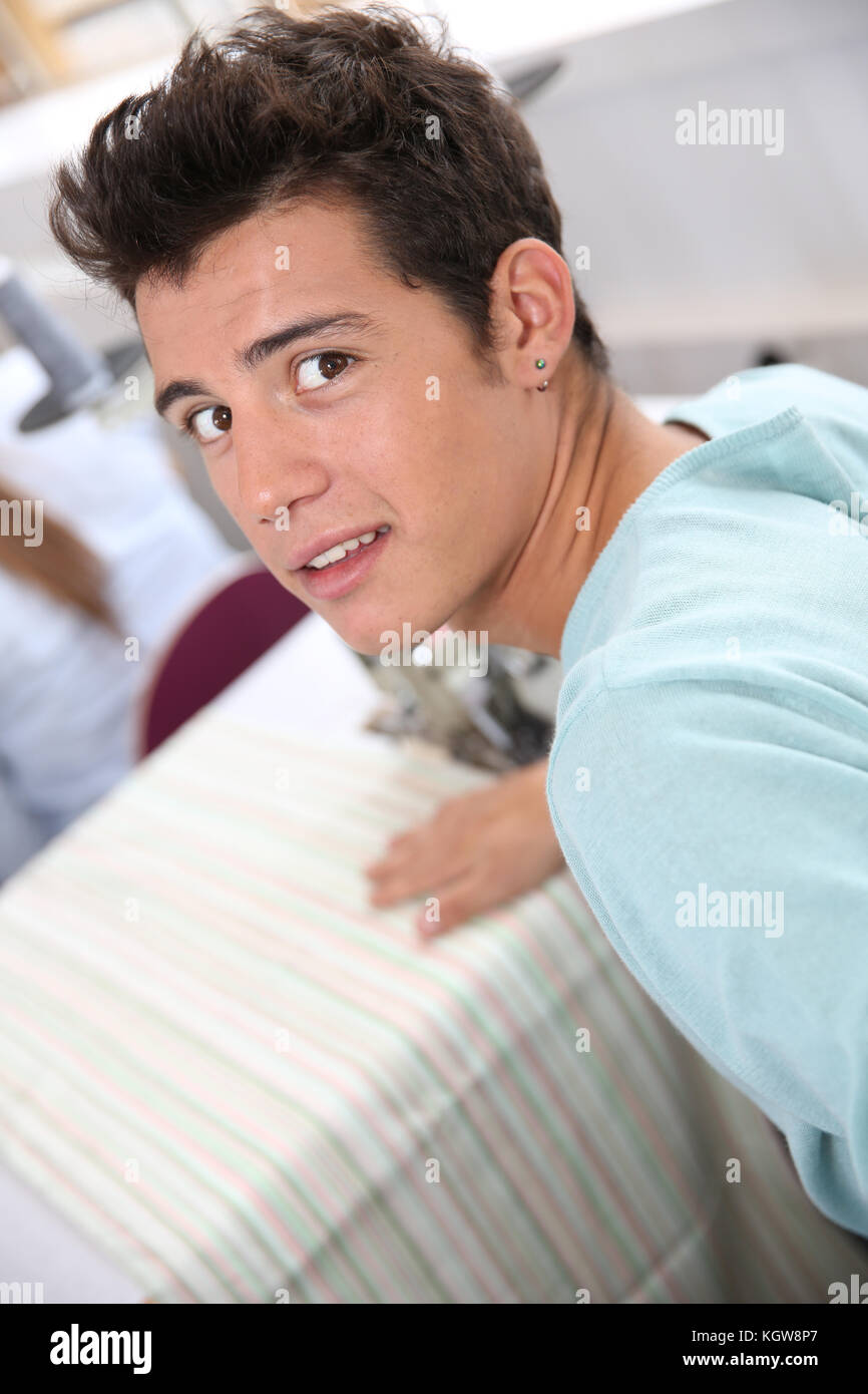 Portrait of student boy in training class Stock Photo - Alamy