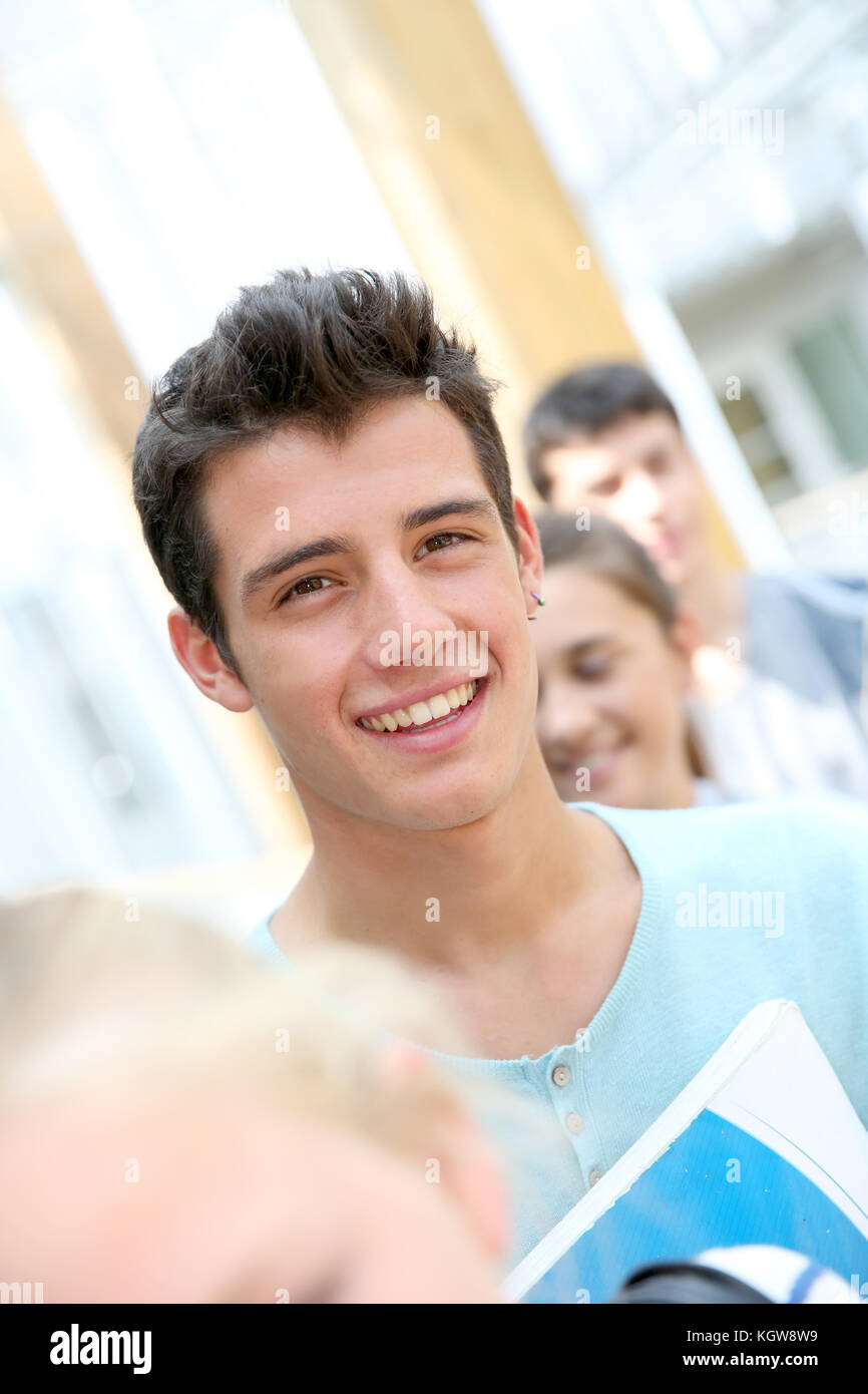 Portrait of smiling school boy Stock Photo - Alamy