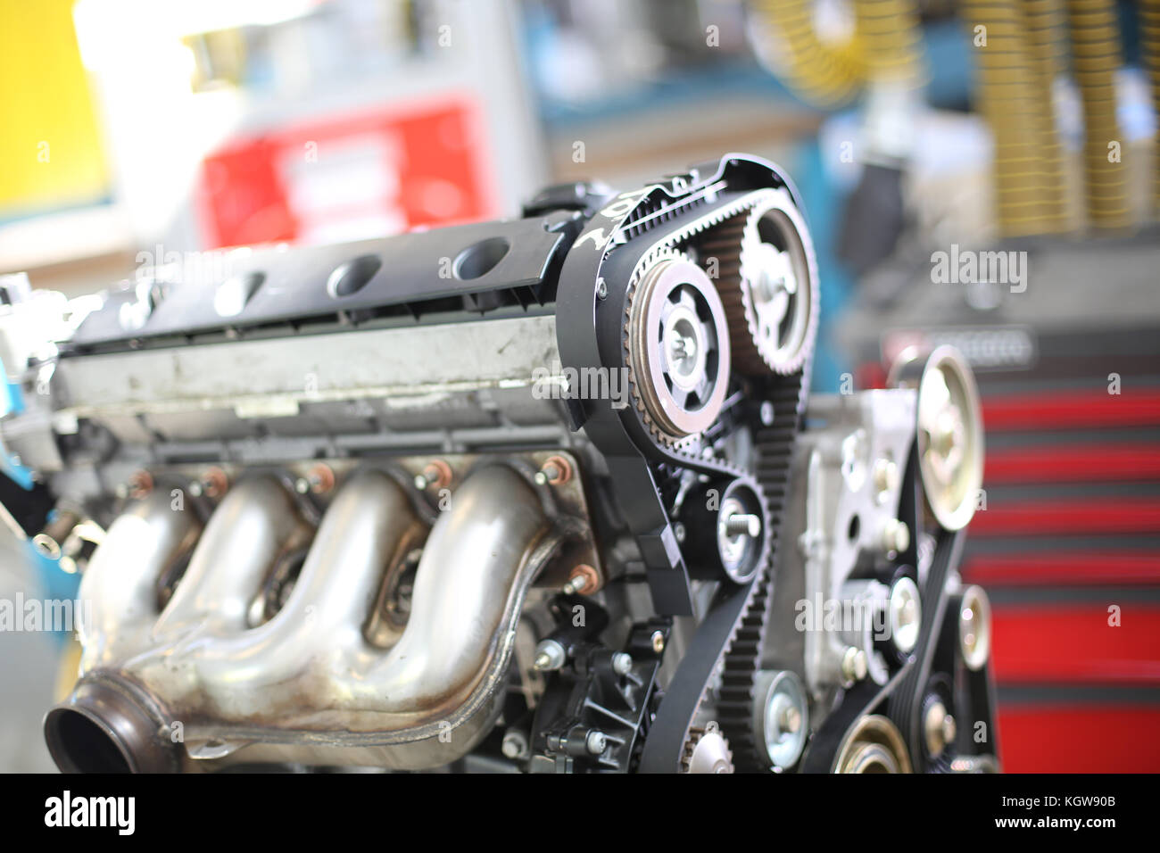 Closeup of car engine taken out of automobile Stock Photo - Alamy