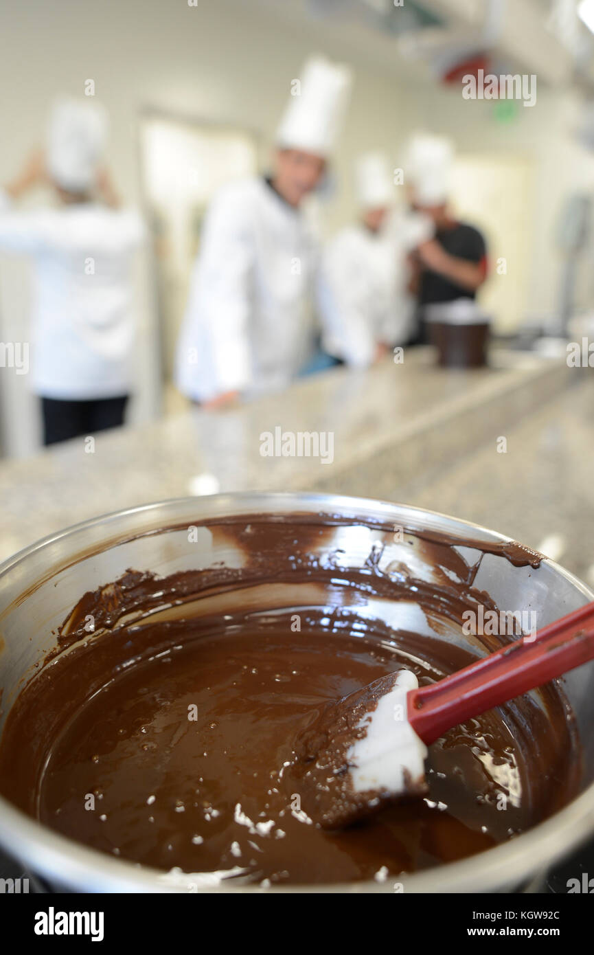 Closeup of melted chocolate ready for cooking Stock Photo - Alamy
