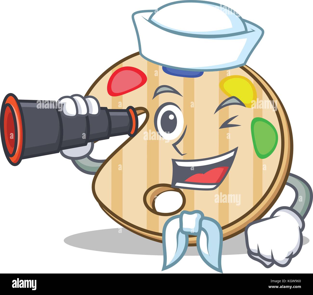 Sailor with binocular paint palette character cartoon Stock Vector ...