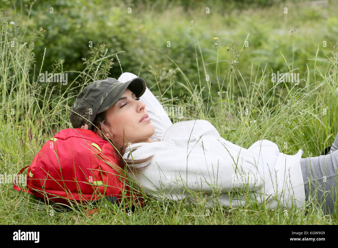Woman nap grass hi-res stock photography and images - Alamy