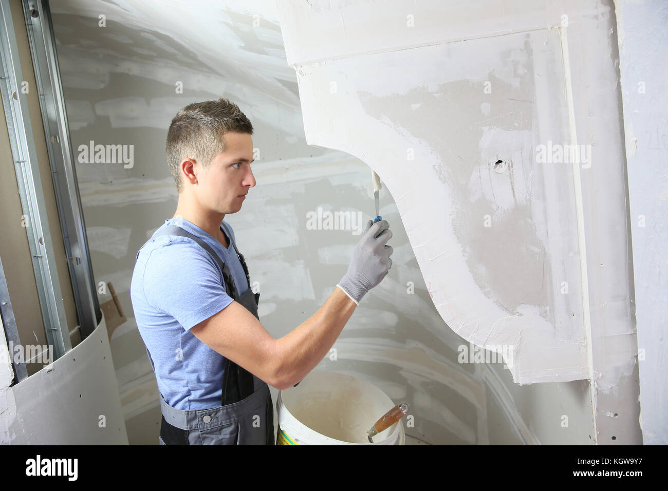 Plasterer working hi-res stock photography and images - Alamy