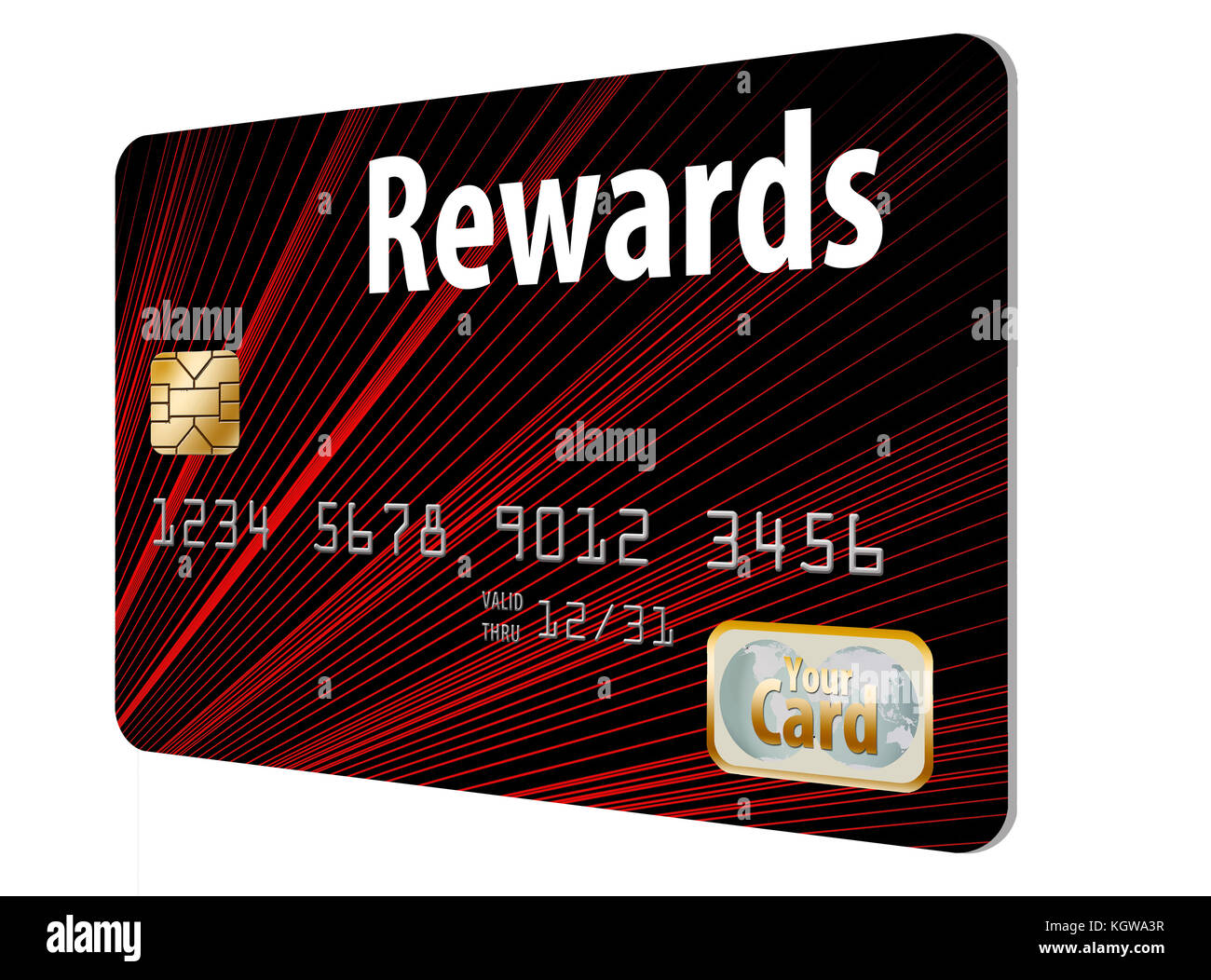 A rewards credit card is isolated on a white background. Goes with idea ...