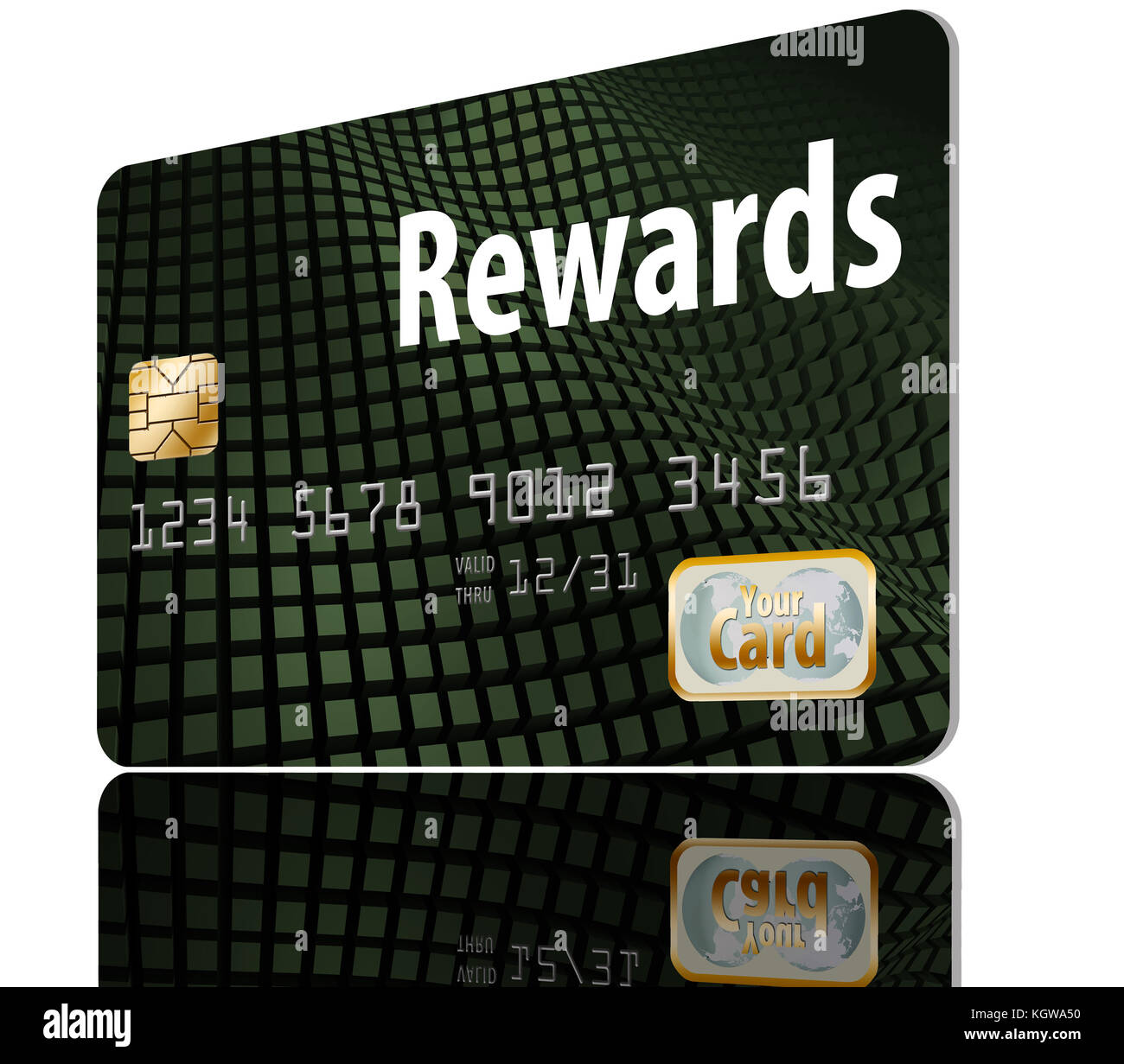 A rewards credit card is isolated on a white background. Goes with idea ...