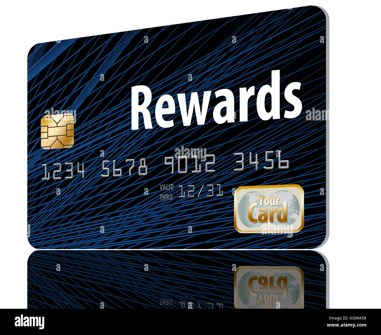 A rewards credit card is isolated on a white background. Goes with idea ...