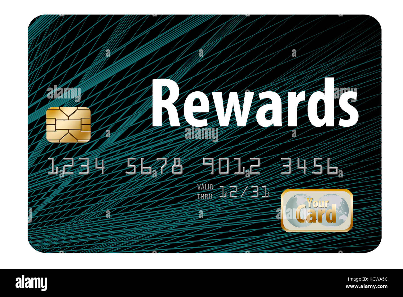 A rewards credit card is isolated on a white background. Goes with idea ...