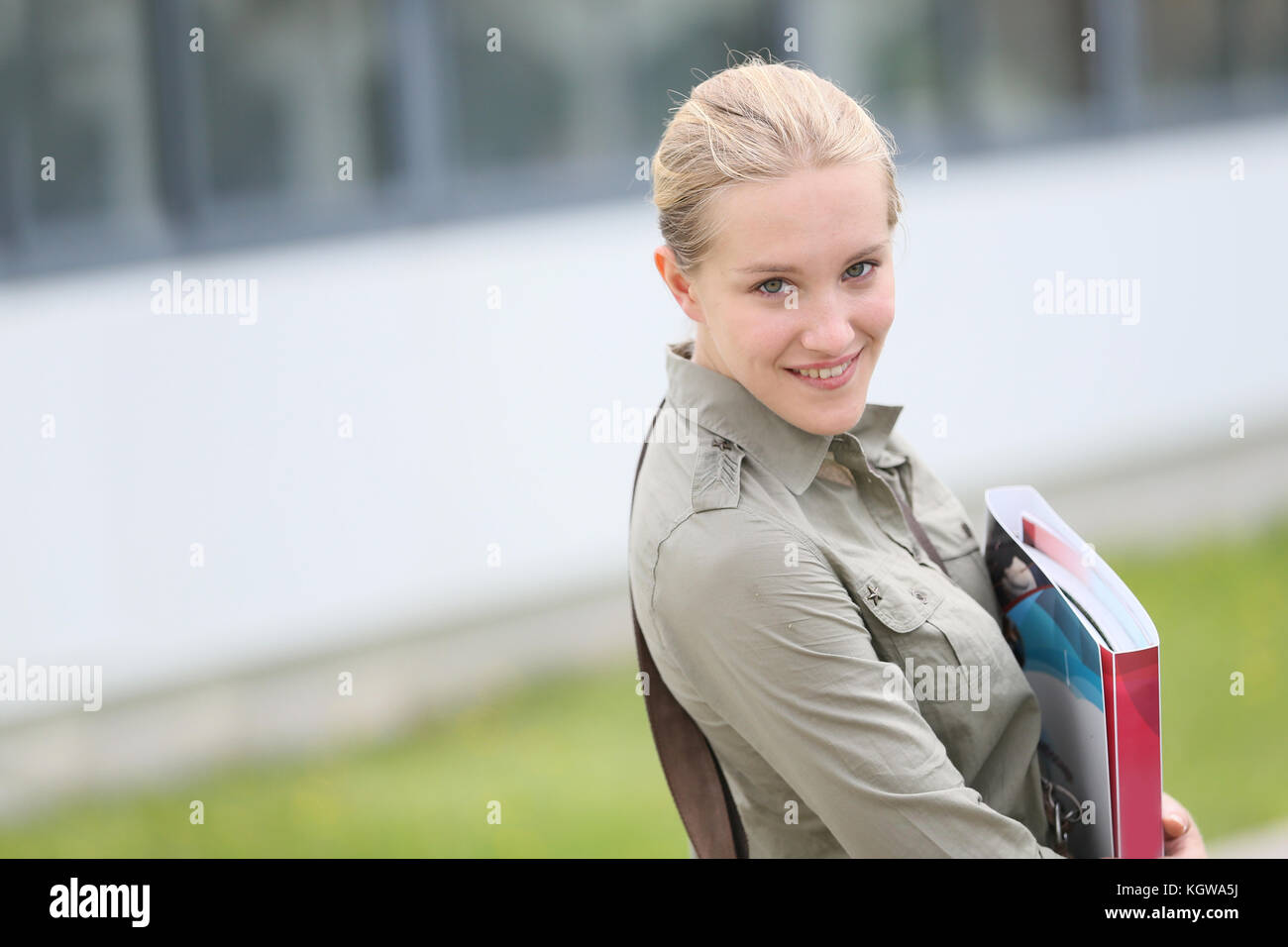 Portrait of young student girl at school campus Stock Photo - Alamy