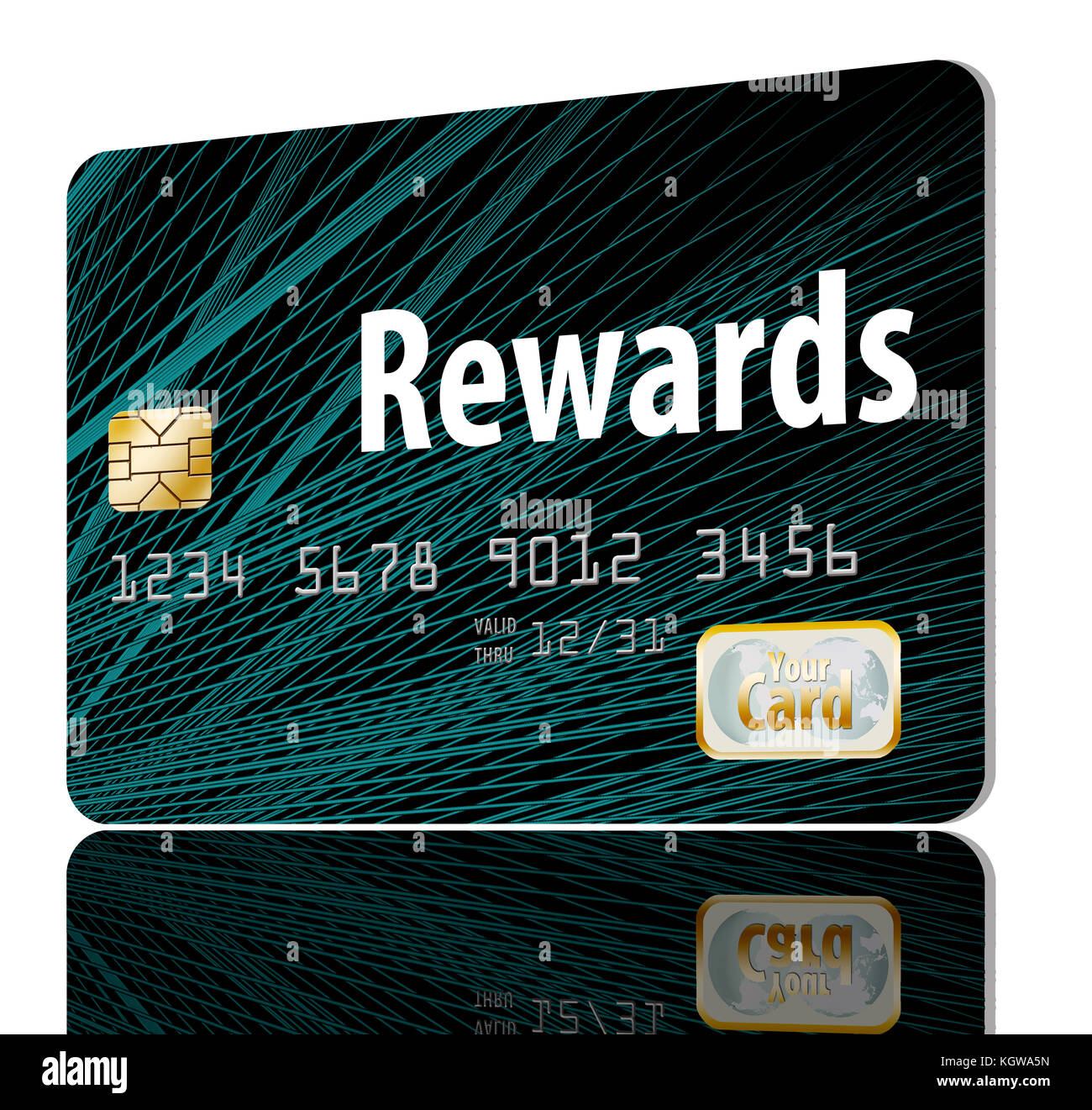 A rewards credit card is isolated on a white background. Goes with idea ...