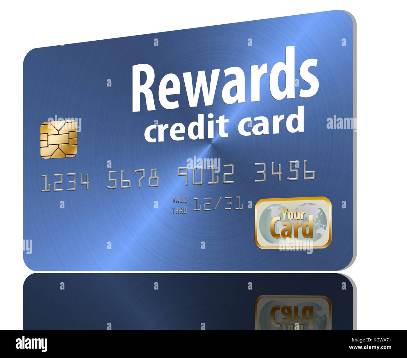 A rewards credit card is isolated on a white background. Goes with idea ...