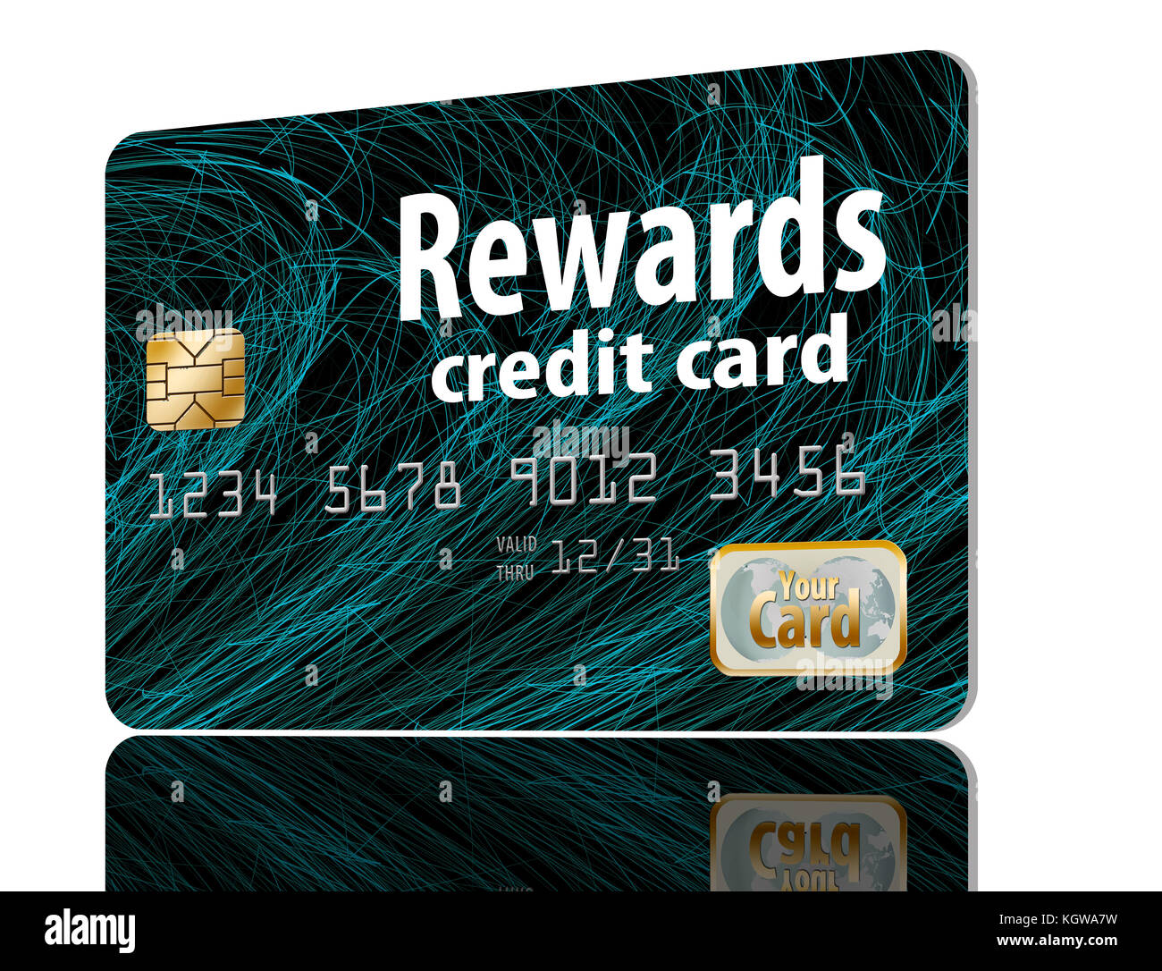 A rewards credit card is isolated on a white background. Goes with idea ...