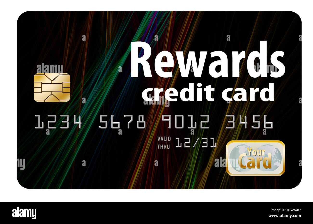 A rewards credit card is isolated on a white background. Goes with idea ...