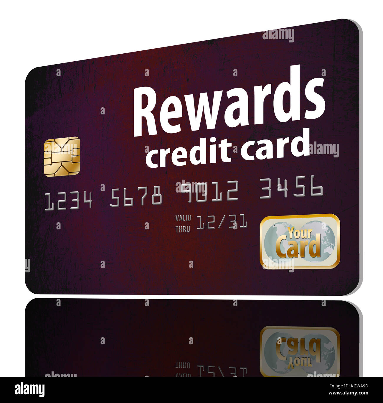 A rewards credit card is isolated on a white background. Goes with idea ...