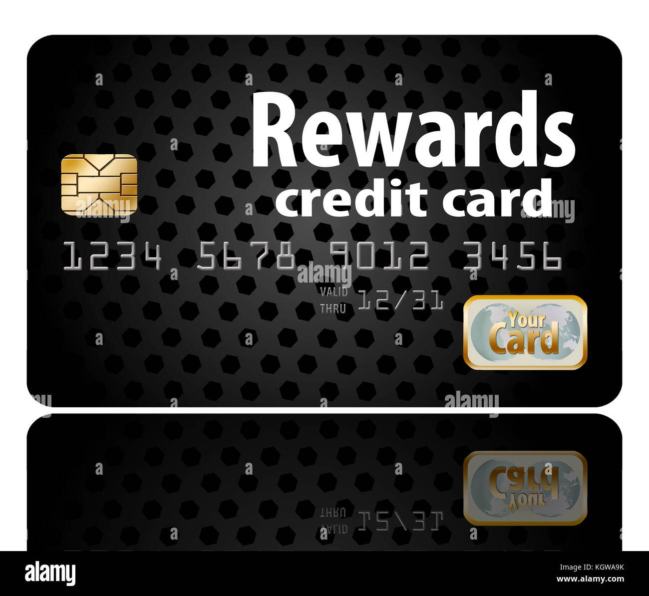 A rewards credit card is isolated on a white background. Goes with idea ...