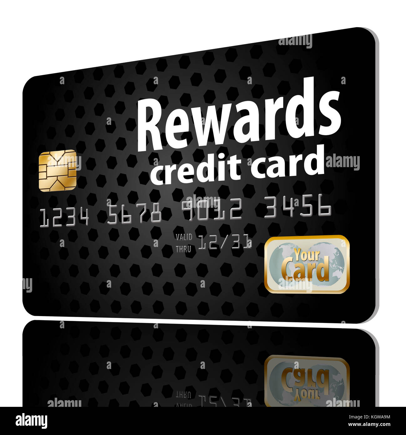 A rewards credit card is isolated on a white background. Goes with idea ...